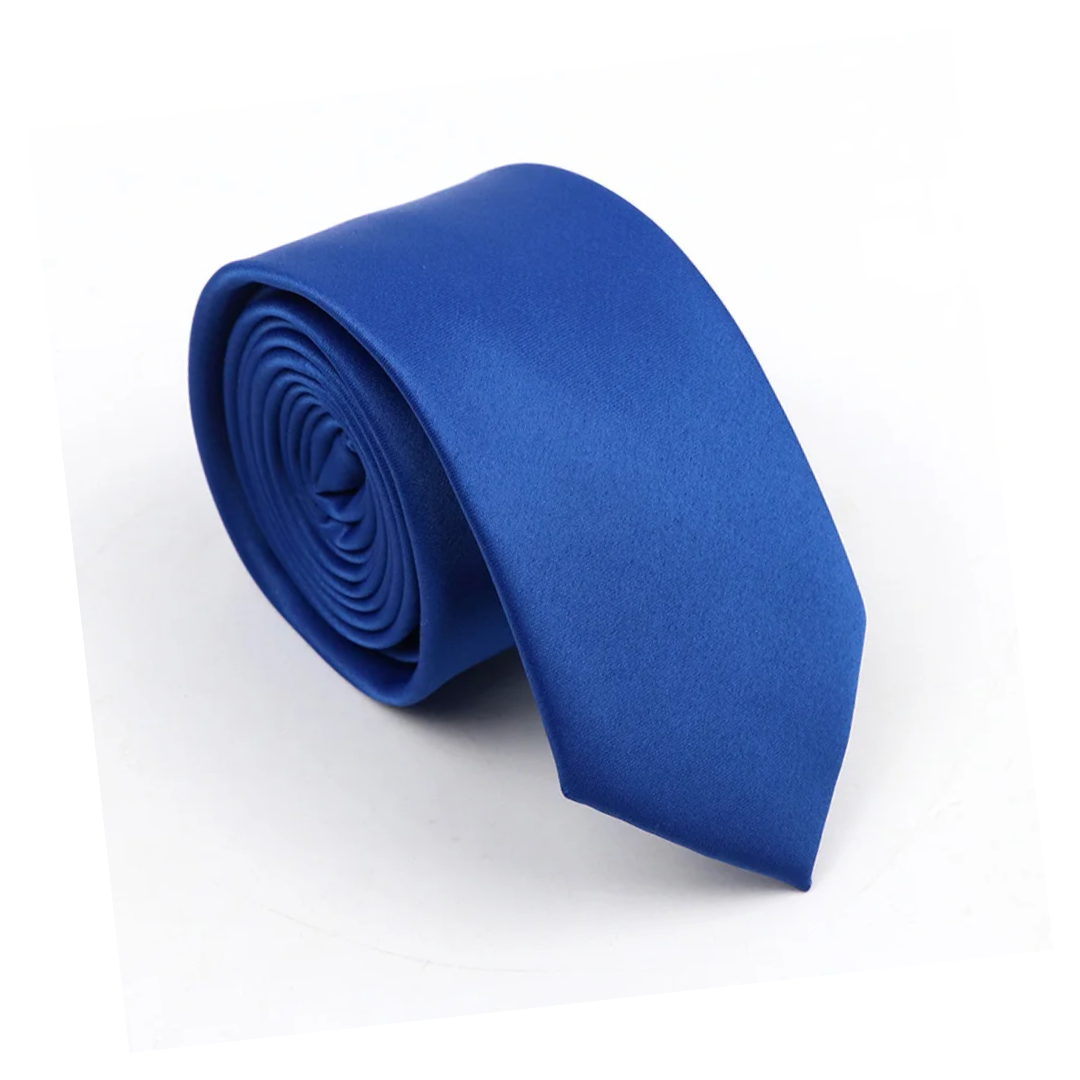 Royal Blue Satin Skinny Necktie – Tie Mood